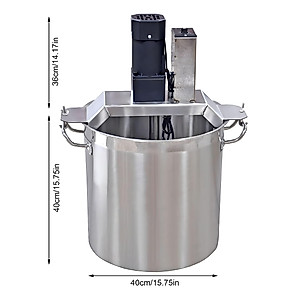 40L/10.5 Gal Automatic Food Mixer 110V 180W Stainless Steel Electric Mixer For Cooking Agitator Chocolate Paste Heat Mixing Machine Food Mixer Pot Seasoning Bottom Soup Sauce Stirrer