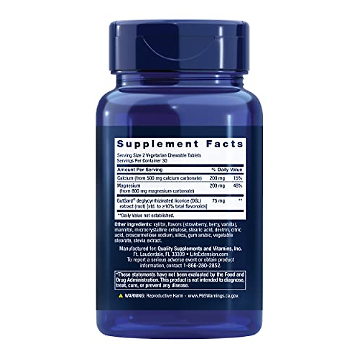 Life Extension EsophaCool - Gut Health Supplements with Calcium, Magnesium & DGL Licorice Root Extract for Healthy Digestion Stomach Relief & PH Balance - Gluten-Free, Vegetarian - 60 Chewable Tablets