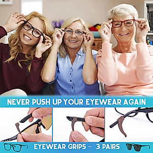 Anchor Glasses Straps - 3 Pack - Sunglasses Retainer Anti-Slip Glasses Grip Ear Hook Eyeglasses Anti-Slip Temple Tip Glasses Holder (Black)