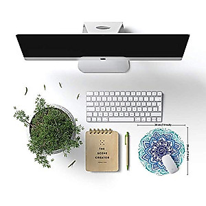 Mouse Pad, Round Mandala Mouse Mat, Non-Slip Rubber Base Mousepad with Stitched Edge, Waterproof Office Mouse Pad, Small Floral Mouse Mat (Mandala 3Pack)