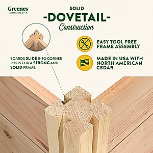 Greenes Fence Premium Cedar Raised Garden Bed, 8' x 8' x 16.5" U-Shaped Bed - Made in USA with North American Cedar