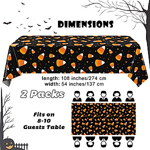 durony 2 Pieces Halloween Candy Corn Disposable Tablecloths 108 x 54 Inch Candy Corn Plastic Table Cloth Rectangle Tablecloth Waterproof Table Cover Decoration for Halloween Party Supplies