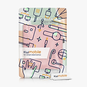 kwmobile Case Compatible with Kobo Sage - Cover Faux Nubuck Leather e-Reader Flip Case - Dusty Pink