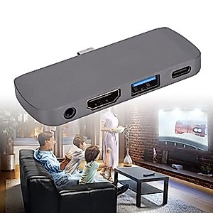 Kafuty-1 USB C Hub,4-in-1 USB C to HDMI Adapter,USB C Hub Adapter with 3.5mm Headphone Audio Jack,4K HD TV Hub Adapter,USB C Power Delivery,Card Reader,USB 3.0,3.5mm Audio