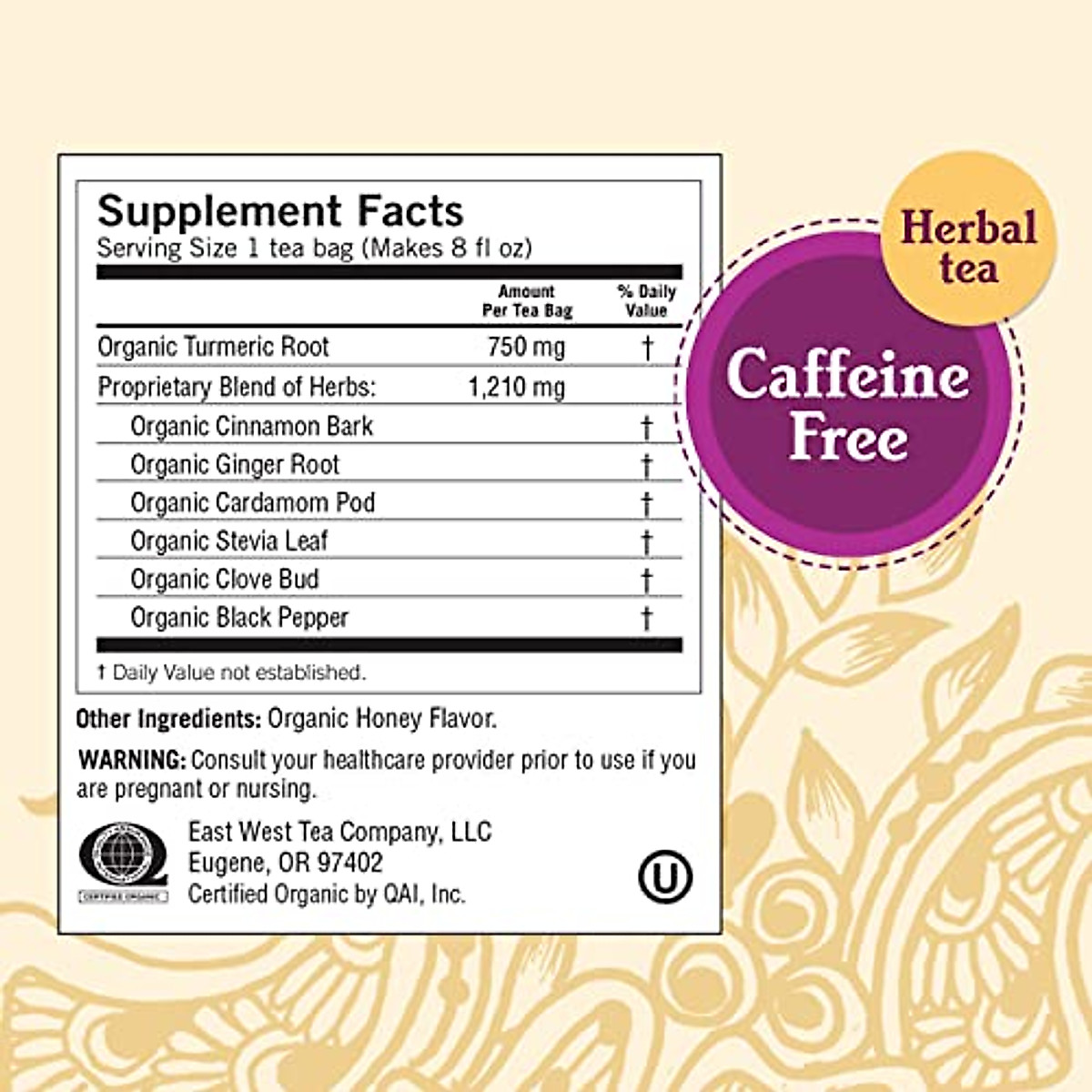 Yogi Tea Honey Chai Turmeric Vitality Tea - 16 Tea Bags per Pack (4 Packs) - Organic Tea to Support Overall Health - Includes Cinnamon Bark, Turmeric Root, Cardamom Pod, Ginger Root & More