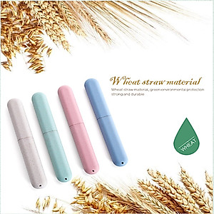 4Pcs Travel Toothbrush Holder - Wheat Straw Toothbrush Travel Case Portable Toothbrush Holders for Camping, Business Trip, Home - Toothbrush Case for Traveling Kit Toothbrush Holder Set