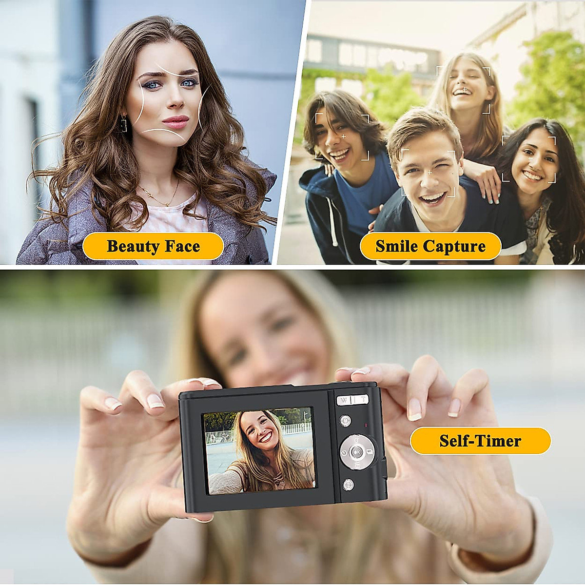 Digital Camera - Compact Vlogging Camera 1080P with 36.0 Mega Pixels 16X Digital Zoom, 2 Batteries, AUFOYA Portable Mini Camera for Photography, Kids, Students, Teens, Adult (Black)