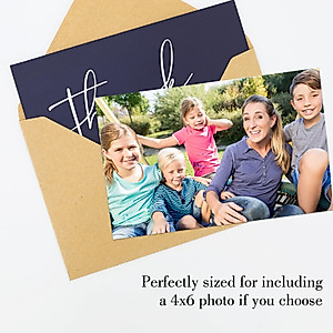 NESCCI 24 PCS Thank You Cards With Envelopes,Thank You Card,4x6 Inch Minimalistic Design, Thank You Notes for Wedding, Business, Baby Shower, Small Business, Funeral, Graduation (Navy Blue)