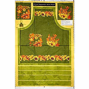 FlashPhoenix Quality Sewing Fabric - Autumn Fabric Leaves Fall Sunflower 100% Cotton Apron Project 29 x 44 Inch Panel
