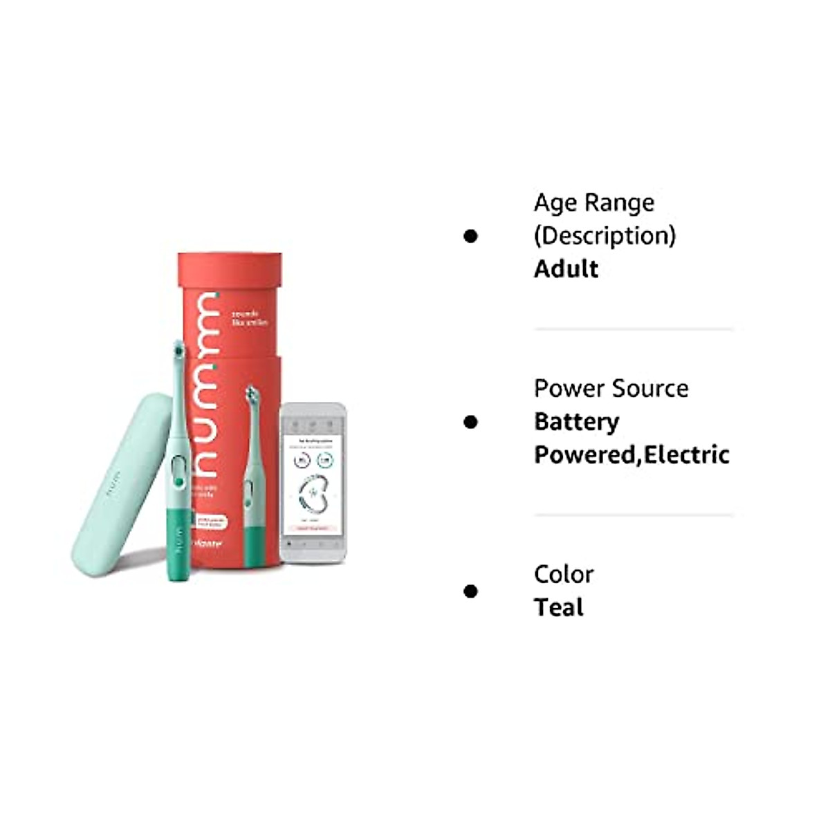 hum by Colgate Smart Battery Toothbrush Kit, Sonic Toothbrush with Travel Case (Teal)