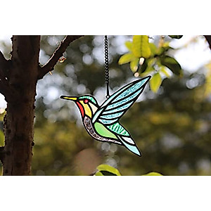HAOSUM Stained Glass Birds Window Hangings, Stained Glass Hummingbird Decorations,Bird Suncatcher for Window Decor Hummingbird Gifts for Mom,Bird Lovers