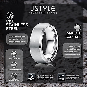 Jstyle Stainless Steel Rings for Men Wedding Ring Cool Simple Band 8 MM 3 Pcs A Set (9.5)