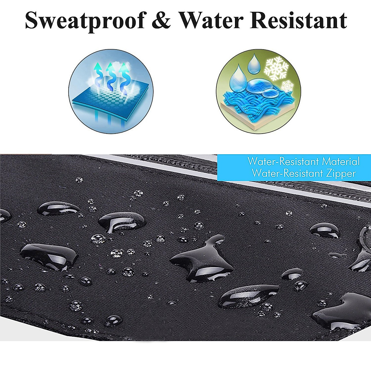 MOVOYEE Fanny Packs for Women, Waterproof Fanny Pack for Men, Adjustable Running Belt Waist Pack Slim Expandable Pocket Belt Black, iPhone Running Holder Cell Phone Elastic Waist Pouch Bag for Galaxy