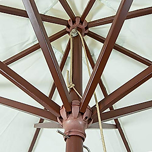 Heininger 1289 DestinationGear Classic Wood Natural 9' Market Umbrella