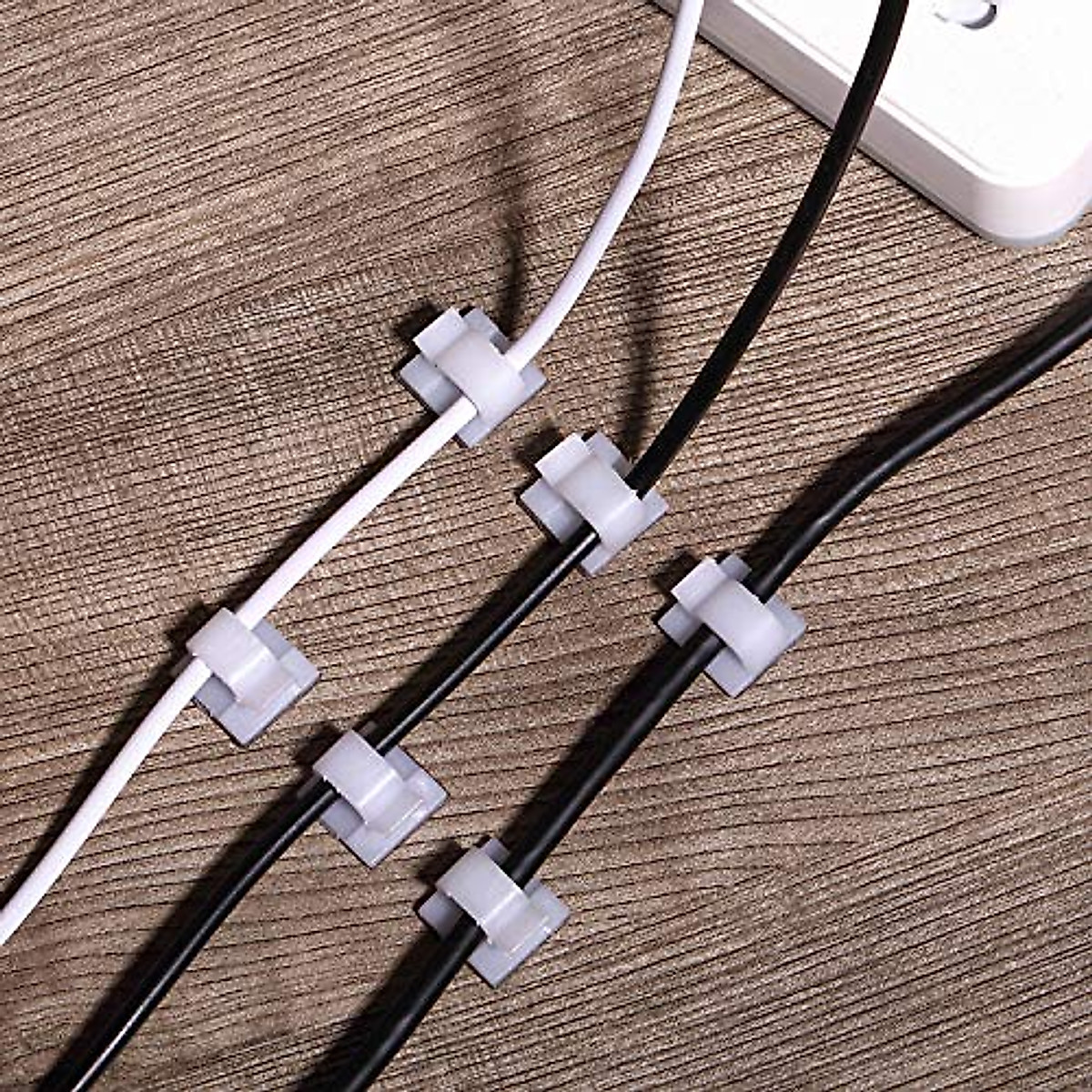 100 Pieces Cable Clips Outdoor Light Clips Cord Organizer Self Adhesive Wire Clips Mini Hooks Cable Wire Management Holder for Car Office Home Fairy Light Decoration (White, Small)