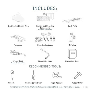 Moen EB1500-E 3-Series Standard Electronic Bidet Toilet Seat with Remote Control, White