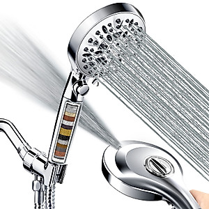 Handheld Shower Head with Filter: INAVAMZ 10 Spray Modes Shower Head High Pressure with ON/OFF Pause Switch, 15 Stage Shower Water Filter for Hard Water Remove Chlorine and Harmful Substances