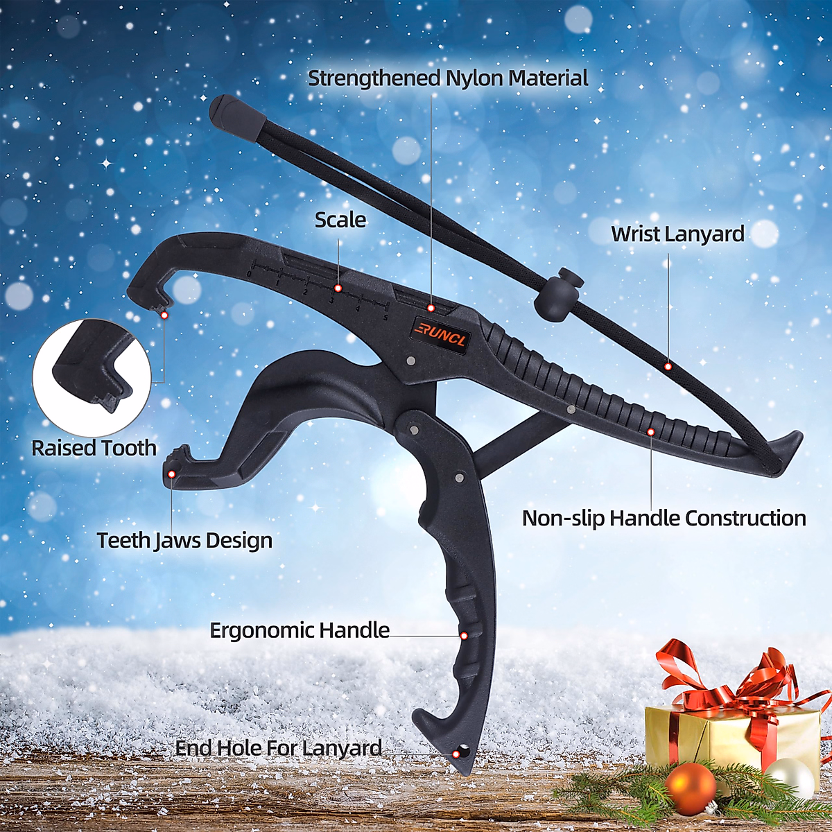 RUNCL Waterproof Fishing Scale with Lip Gripper, Electric Fish Scale with 40 in Ruler, LB/OZ/KG, Big Handle, Memory Storage, Digital Portable Hanging Scale for Luggage, Fish