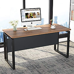 LITTLE TREE 55 inches Executive Desk and 39" File Cabinet,Modern L-Shaped Computer Desk Business Furniture Set with Storage Mobile Printer Stand for Home Office,Walnut