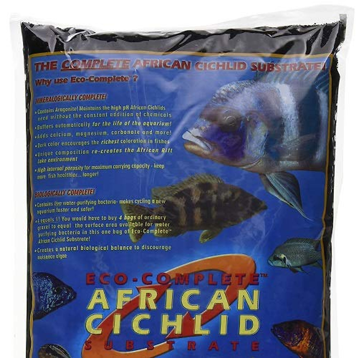Carib Sea Aquatics Eco-Complete African Cichlid Zack Sand, 20-Pound, Black