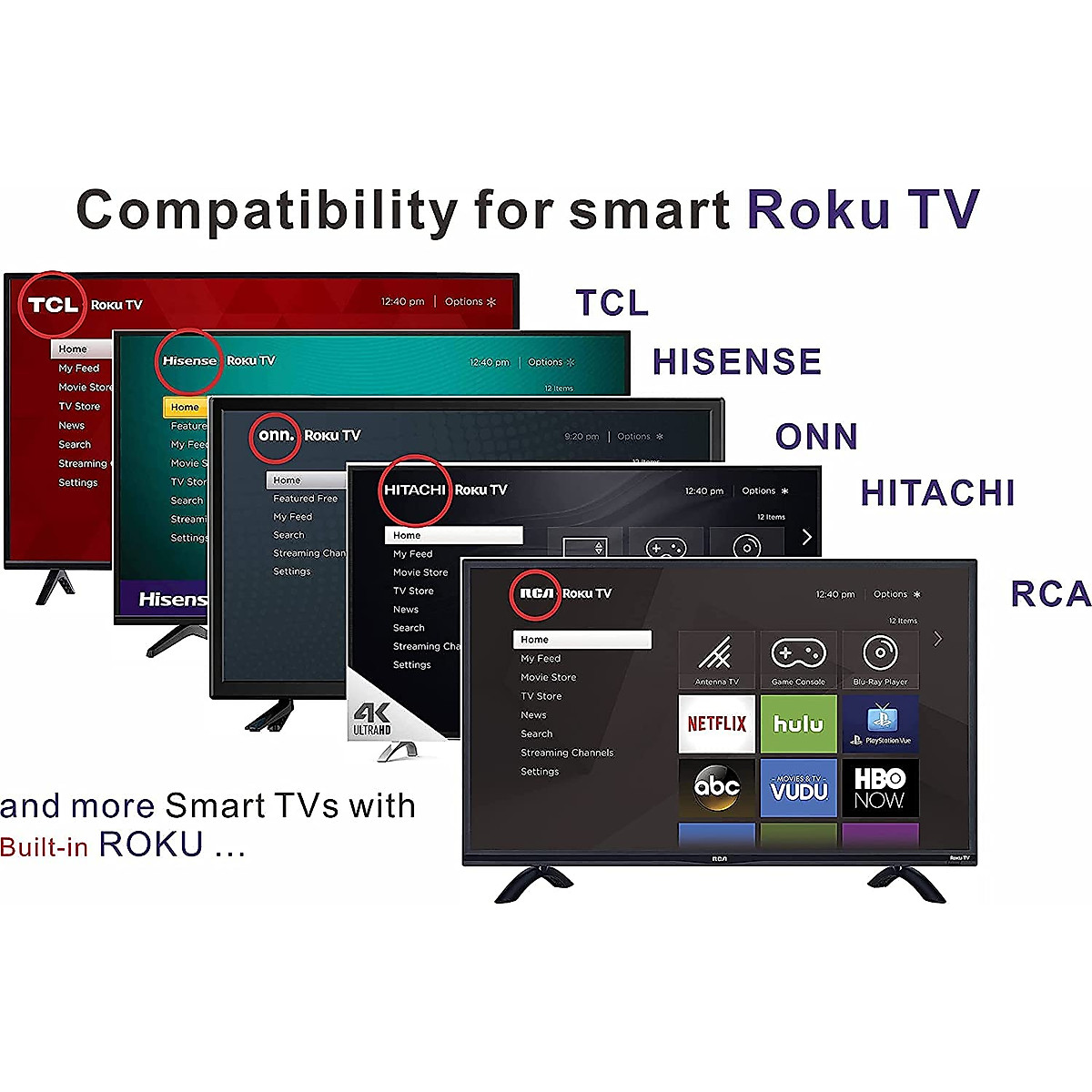 Univeral Remote Compatible with All ROKU TV Brand TCL/Sanyo/LG/RCA/Philips/HITACHI/HAIER/ONN/Insignia/HISENSE/Sharp/JVC, and Apple 1/2/3 Generations, Bose Wave I/II/III/IV
