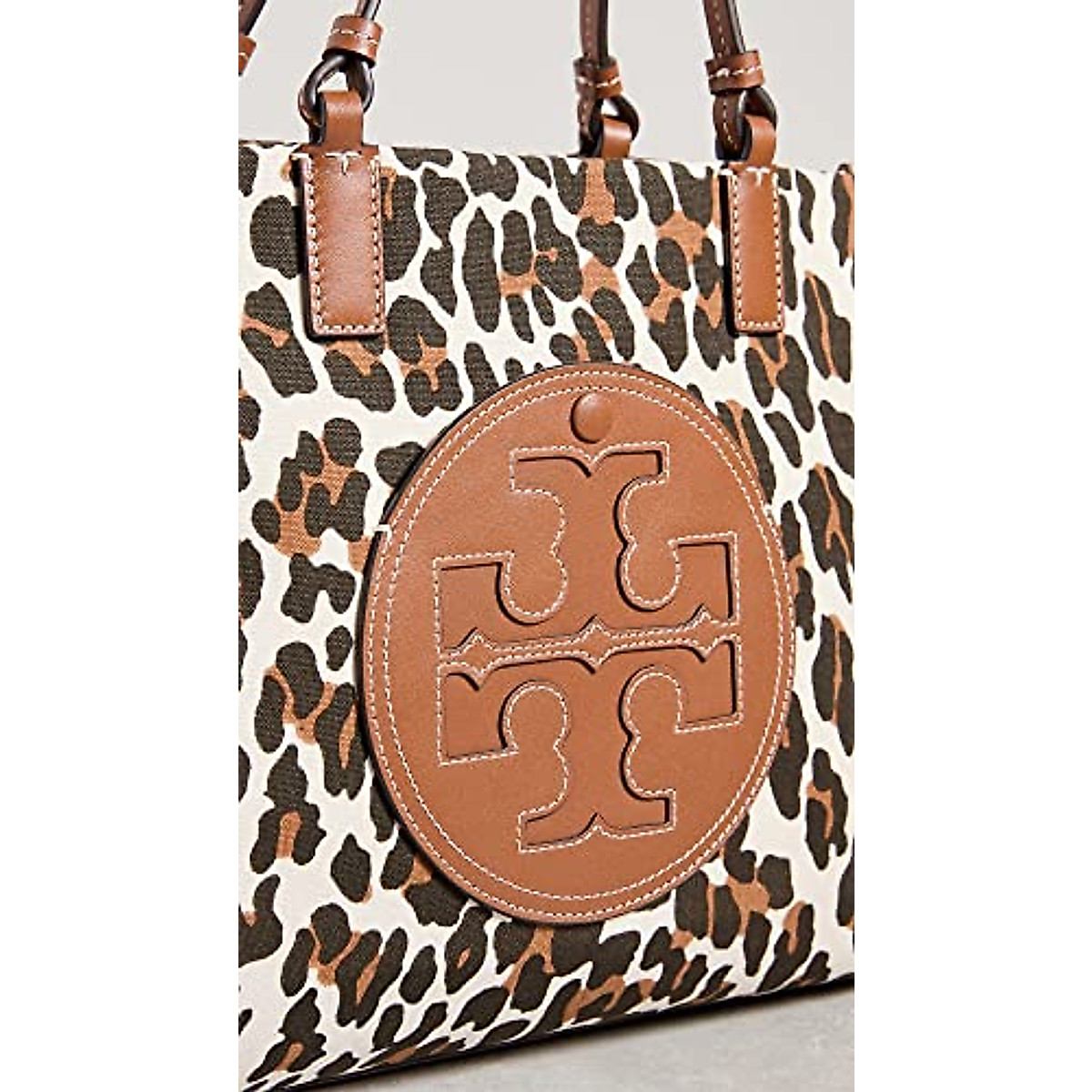 Tory Burch Women's Ella Leopard Canvas Small Tote, Reva Leopard, Print, One Size
