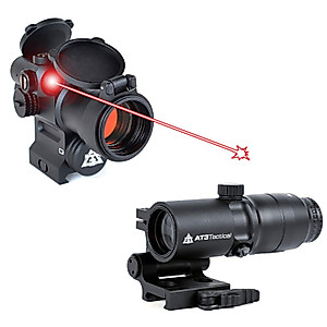 AT3 4X Magnified Red Dot with Laser Sight Kit - 2 MOA Red Dot with Laser Sight and 4X Magnifier