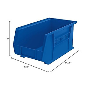 Akro-Mils 30240 AkroBins Plastic Hanging Stackable Storage Organizer Bin, 15-Inch x 8-Inch x 7-Inch, Blue, 12-Pack.