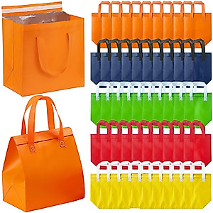 FUYCIEUM 50 Pcs Insulated Take Away Bags, 9.5 x 9.5 x 6 Inch Thermal Insulation Food Bag, Delivery Cooler Bag for Pizza Coffee Milk Hot Cold Food Catering Restaurant Picnic, Multicolor