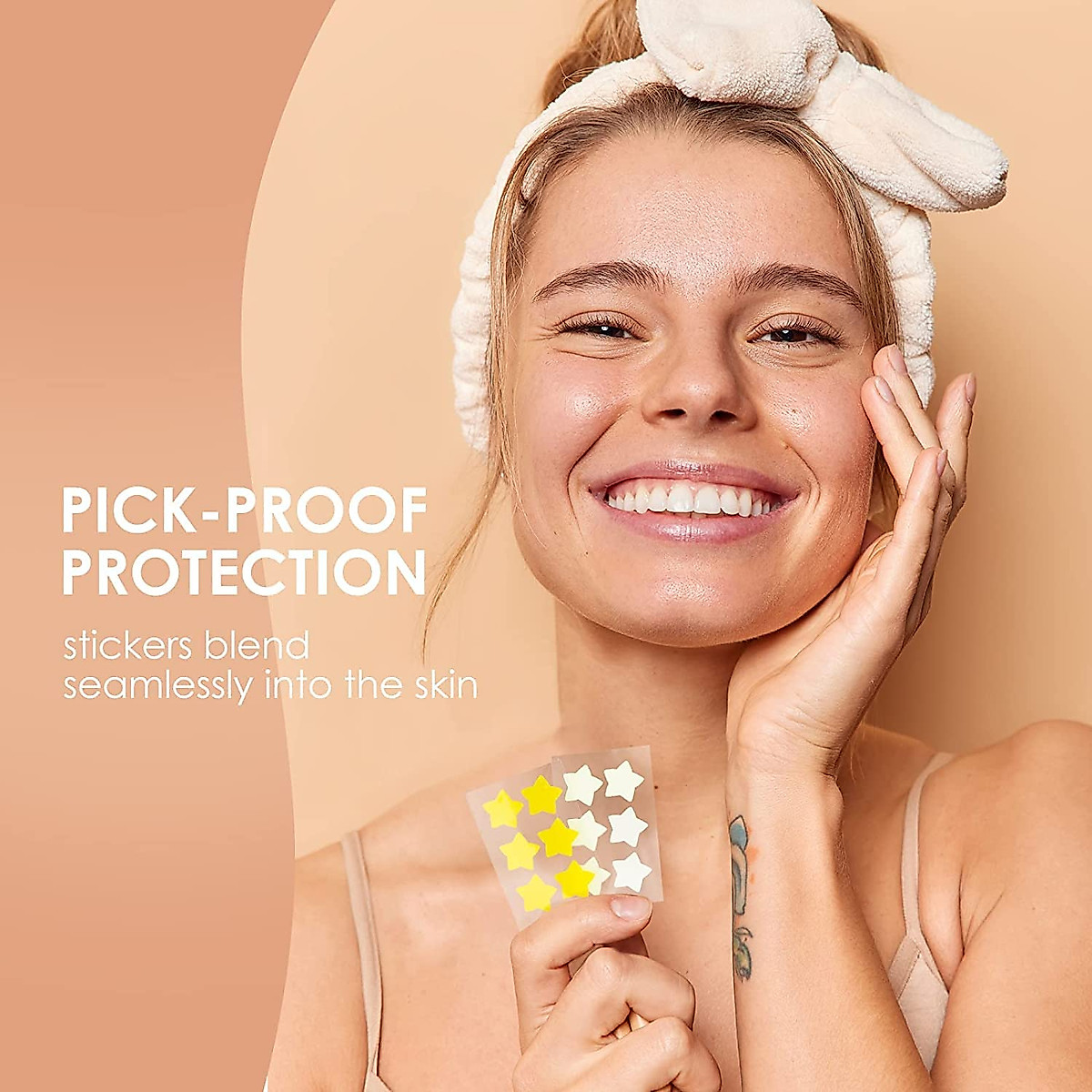 AUSLKA Star Blemish Patch - Hydrocolloid Spot Dots With Mirror 60 Count - Blemishes Patch - Zit Stickers - Cute Star Shape - Green & Yellow - Vegan And Cruelty-Free Skincare