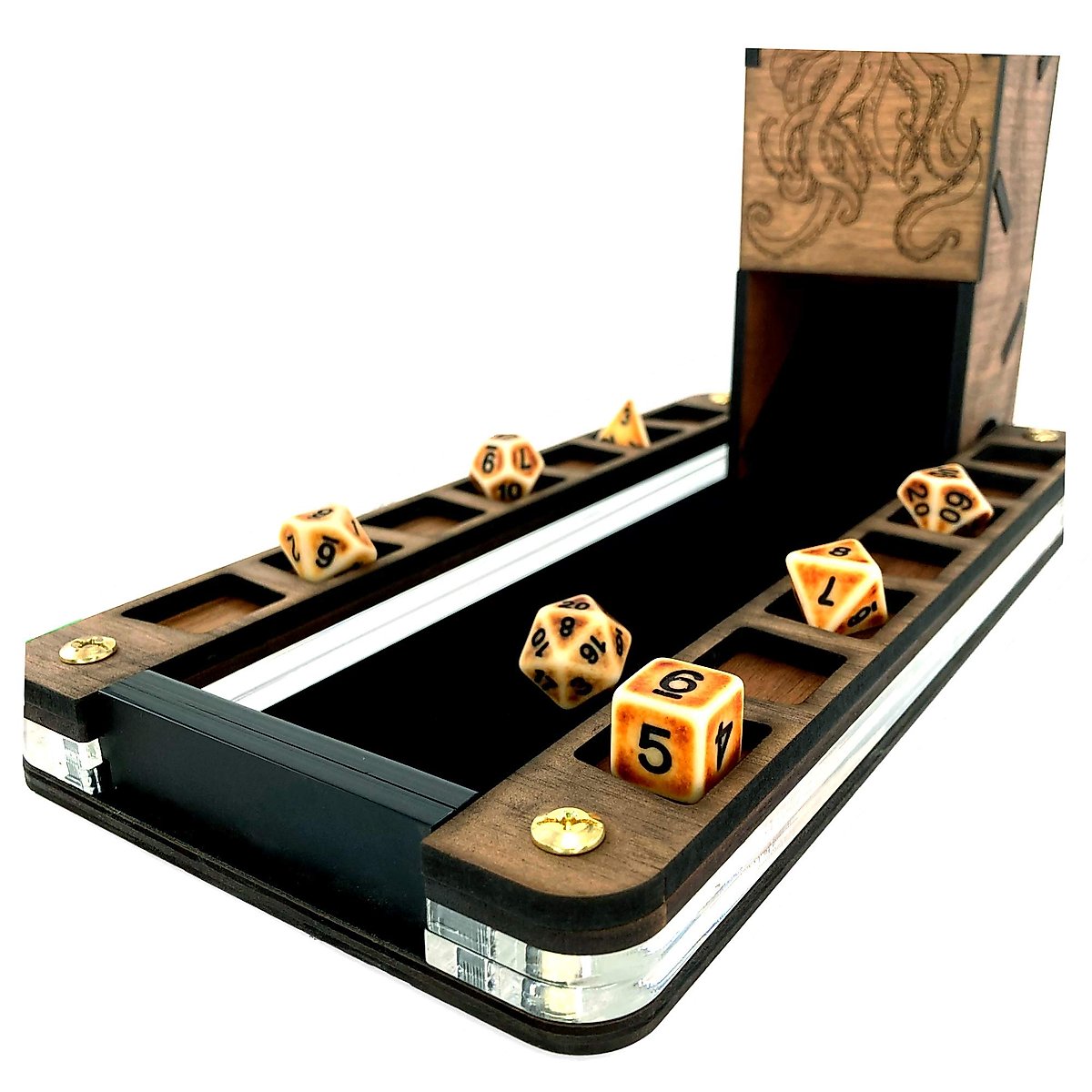 C4Labs Deluxe Walnut Dice Tray and Walnut Cthulhu Dice Tower Bundle
