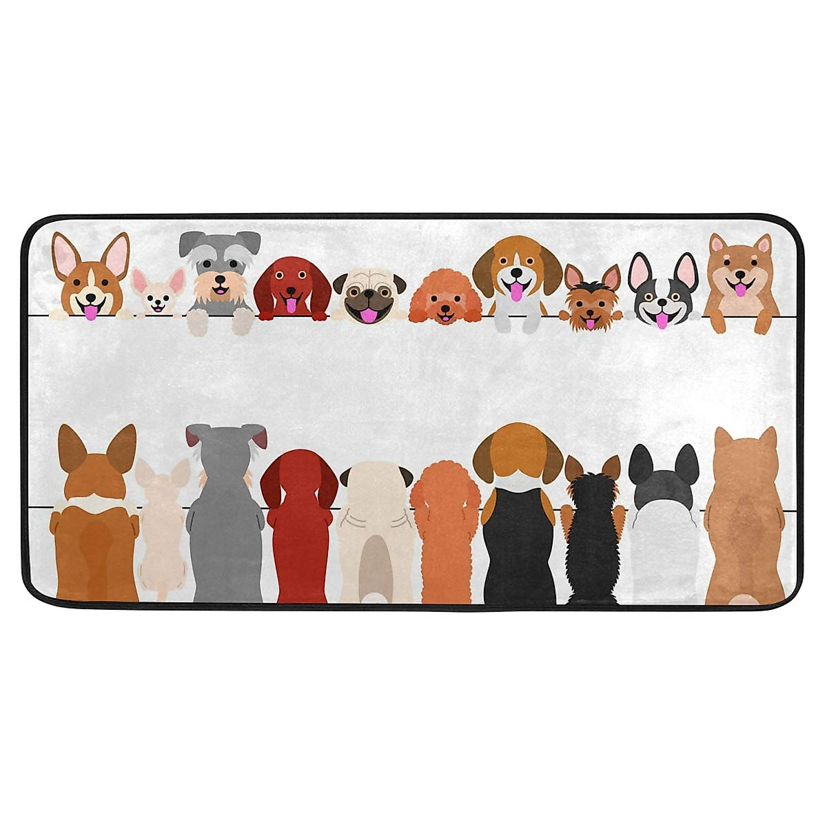 Cute Pet Puppy Illustration Kitchen Rugs Floor Mat Anti Fatigue Kitchen Mats Non Skid Washable Bath Rug Runner Doormats Carpet Sink Mat Home Decor 39 X 20 inch
