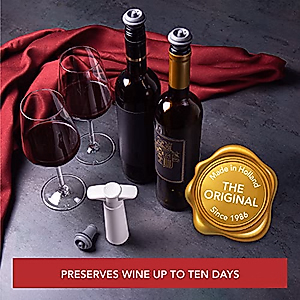 The Original Vacu Vin Wine Saver with 2 Vacuum Stoppers – White