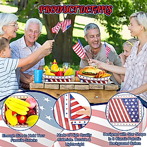 Sieral American Flag Paper Food Tray Independence Day Dinnerware Party Decorations Red White and Blue Paper Hot Dog Trays Patriotic Theme Candy Food Serving Trays for 4 of July Supplies (100 Pcs)