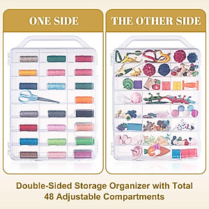 Mifoci 2 Pcs Double Sided Thread Box Storage 46 Grids Sewing Organizer Clear Plastic Thread Holder Portable Thread Organizer Box for Embroidery Sewing Threads Crafts Beads Embroidery Floss
