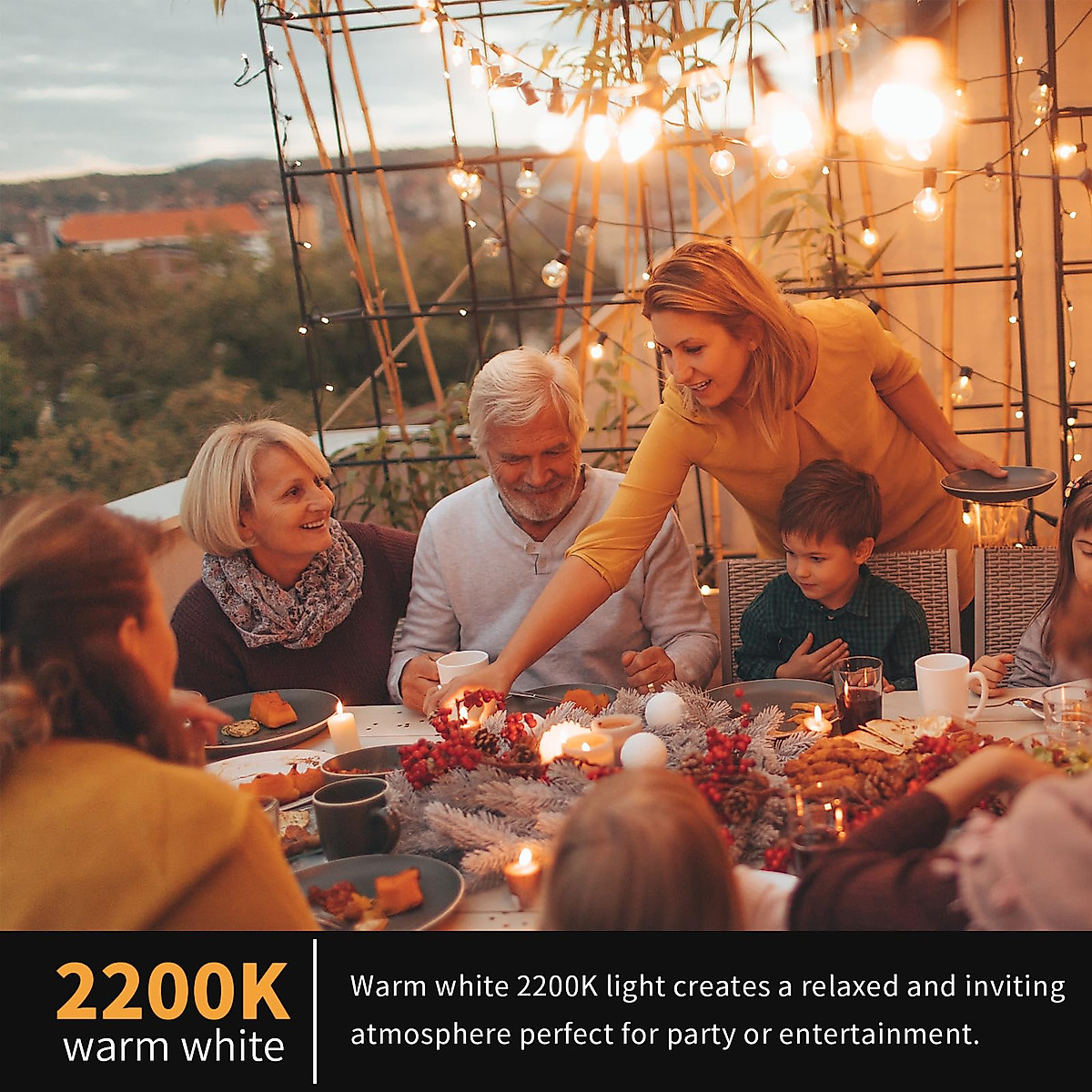 CYLYT 25-Pack G40 Replacement Light Bulbs, 5W Clear Globe Bulbs for Outdoor String Light (E12 / C7 Screw Base Sockets), Warm White 2200K, 20 Lumen, Dimmable