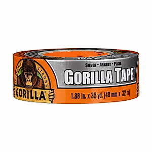 Gorilla Tape, Silver Duct Tape, 1.88" x 35 yd, Silver, (Pack of 1)