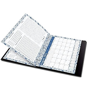 2024-2025 Academic Year 12 Months Student Calendar/Planner for Wall & Desk & 3-Ring Binder, for School, Teacher, Student (Blue Navy Paisley Edition #019)