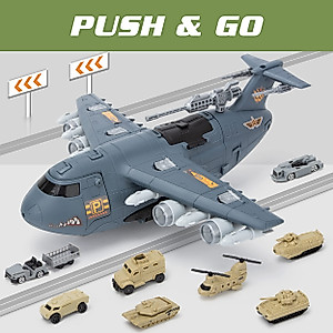 XDUOYJOY Military Airplane Toy, Army Toys Fighter Jet with 8 Vehicles, Army Men Trucks Airplanes Helicopter Car Kits Birthday Gift for Boys Age 4-7
