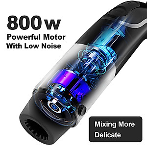 800W Electric Hand Blender - Immersion Blender with 12-Speed & Turbo, Stainless Steel Corded Hand Mixer for Kitchen, 3D 4-Blade Design for Effortless Mixing and Blending