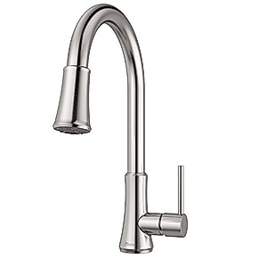 Pfister Pfirst Series Kitchen Faucet with Pull-Down Sprayer, Single Handle, High Arc, Stainless Steel Finish, G529PF2S
