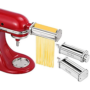 Pasta Maker Attachments Set for all KitchenAid Stand Mixer, including Pasta Sheet Roller, Spaghetti Cutter, Fettuccine Cutter by Nevku