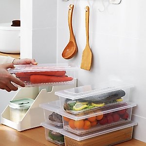 TERNCOEW Stackable Fruit Storage Containers For Fridge Removable Drain Tray Containers With Drain Tray Keep For For Veggie Large Glass Food Storage Containers