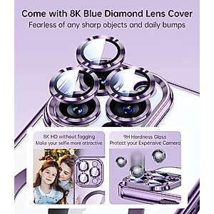 JUESHITUO Magnetic Clear for iPhone 14 ProMax Case with Full Camera Protection, No.1 Strong N52 Magnets, for iPhone 14 Pro Max Case, for Magsafe Women Girls Men Phone Case (6.7")-Deep Purple