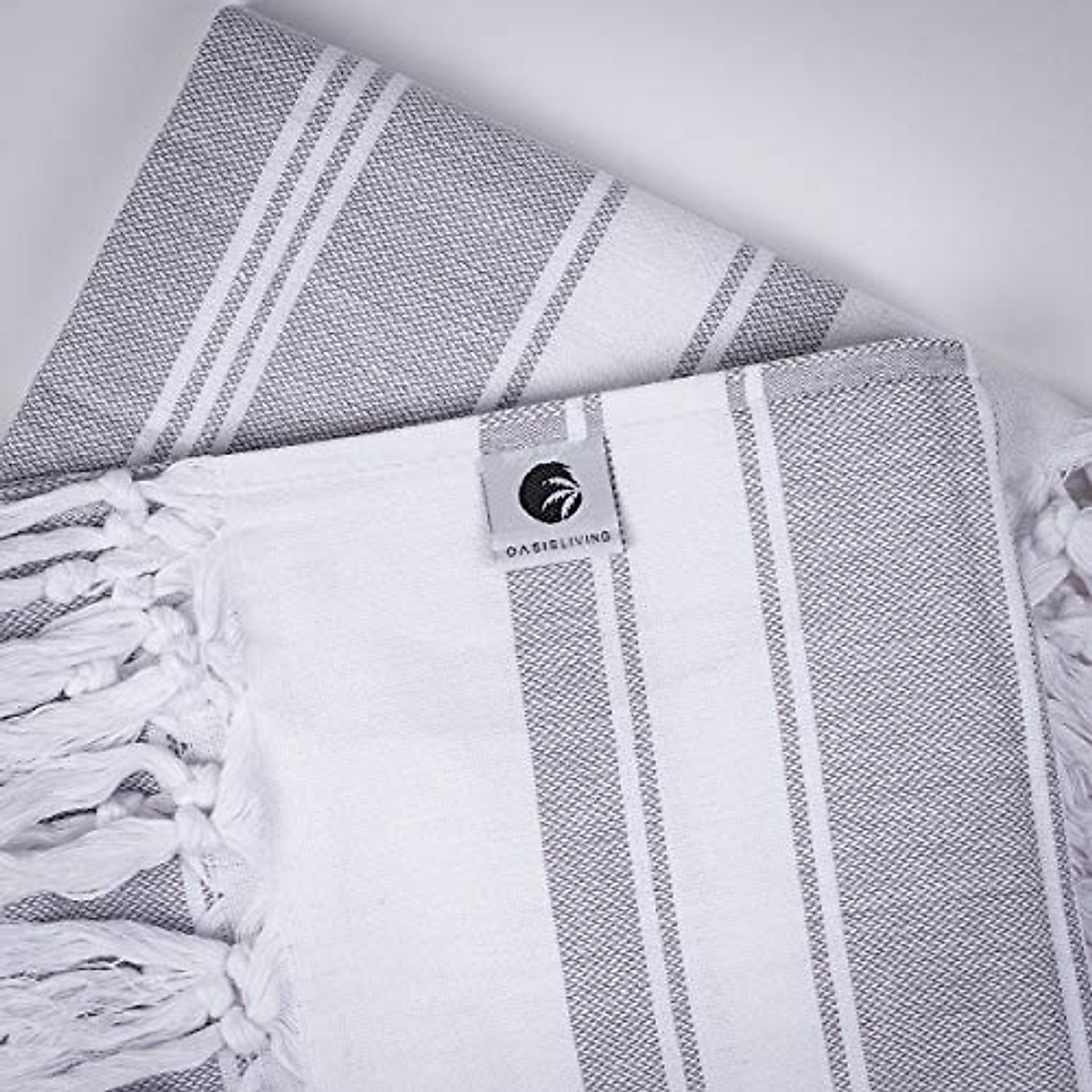 Oasis Living Turkish Style Hand Towel 100% Cotton | Set of 4 | Premium Towels for Kitchen, Bathroom, Gym, Face | Tea and Dishcloth (Grey)