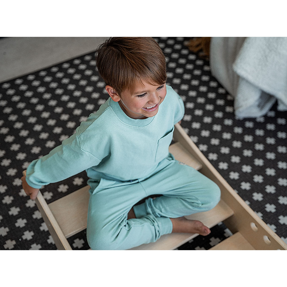 Avenlur Rocking Boat Stair Climber Montessori and Waldorf Style Balancing Step Ladder Rocker Activity Center for Toddlers, Kids, Homeschool, Daycare Seats up to 4 Children Ages 1-6yrs