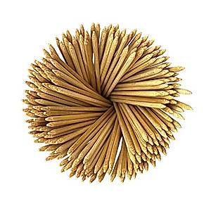 Natural Bamboo Skewers - (200 Pack) 5.5 Inch Wooden Skewers, Kebab Sticks, Skewers for Fruit Kebabs - Double Sided Short Skewers Great For Cocktail Food