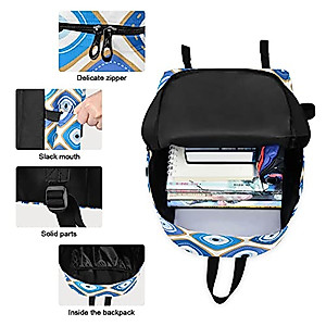 FOLIOSA Kid's Backpack Lunch Bag Set Square Evil Eye Print， Large Capacity Insulated Scratch-Resistant Backpack with Lunch Kit for School Work Suits for 6+ Years Teenager Boys Girls