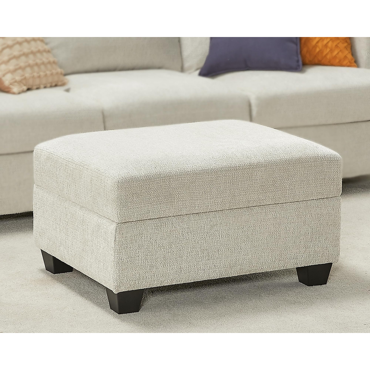 VanAcc Sofa Ottoman with Storage, Modern Sofa- Upholstered Ottoman, Comfy Sofa Couch with Extra Deep Seats, Sofa Couch for Living Room Bedroom, Beige Chenille