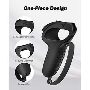 SUPERUS Controller Grips Cover for Oculus Quest 2, Anti-Slip Texture - VR Accessories Compatible with Meta Quest 2, Silicone Controller Grips Cover with Adjustable Knuckle Straps